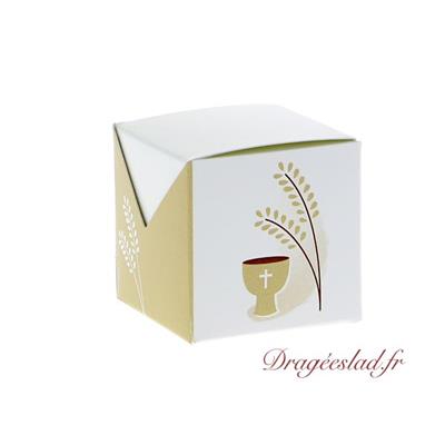 Boite à dragées communion cube calice épi, Vente ballotin dragees ...